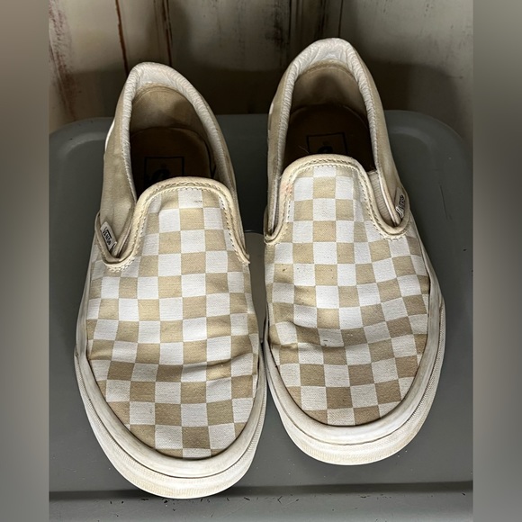 Vans | Shoes | Vans Og Era Lx Checkerboard Tan White Slip On Sneaker Men 65 Women 8 | Poshmark